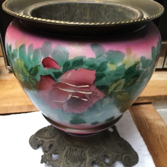 Accents | Vintage Victorian Hand Painted Ceramic And Brass ...